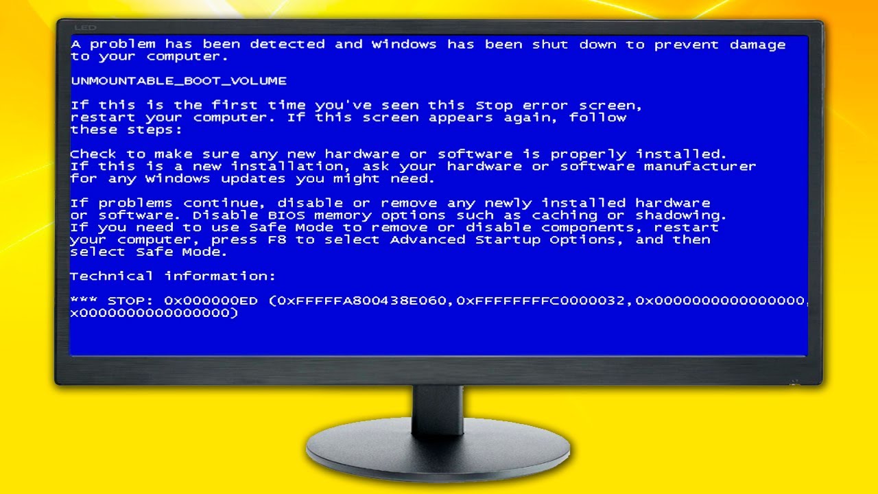 Unmountable Boot Volume BSOD STOP 0x000000ED как исправить - YouTube