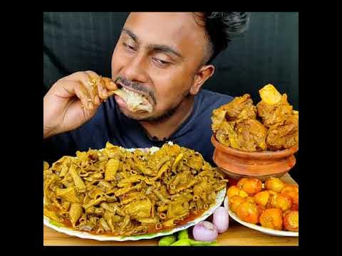 Spicy Mutton Boti Curry,Hundi Mutton Kosha With Egg Curry With Rice Eating Show - YouTube