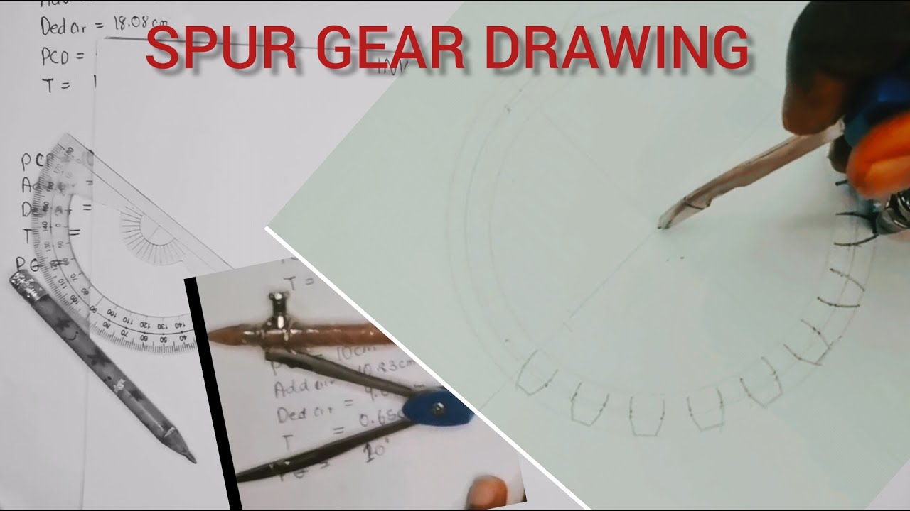 Spur Gear Drawing Pt2. || Spur Gear Profile Drawing || Spur Gear ...