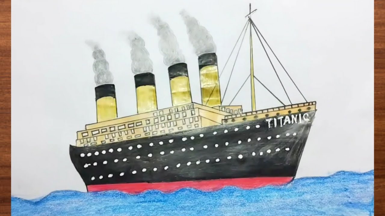 Drawing the Titanic Ship | Pencil & Color Art | How to Draw Titanic ...