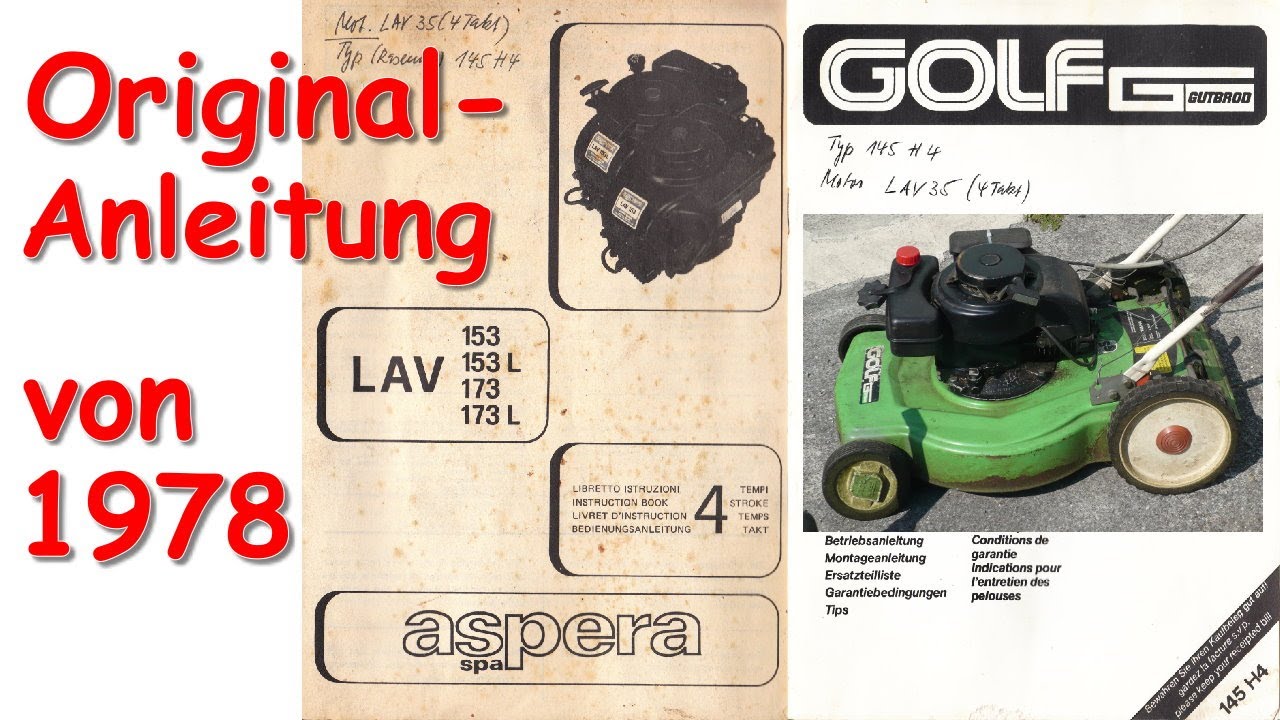Original Anleitung Rasenmäher Motor Aspera Tecumseh LAV35 / LAV153 auf ...