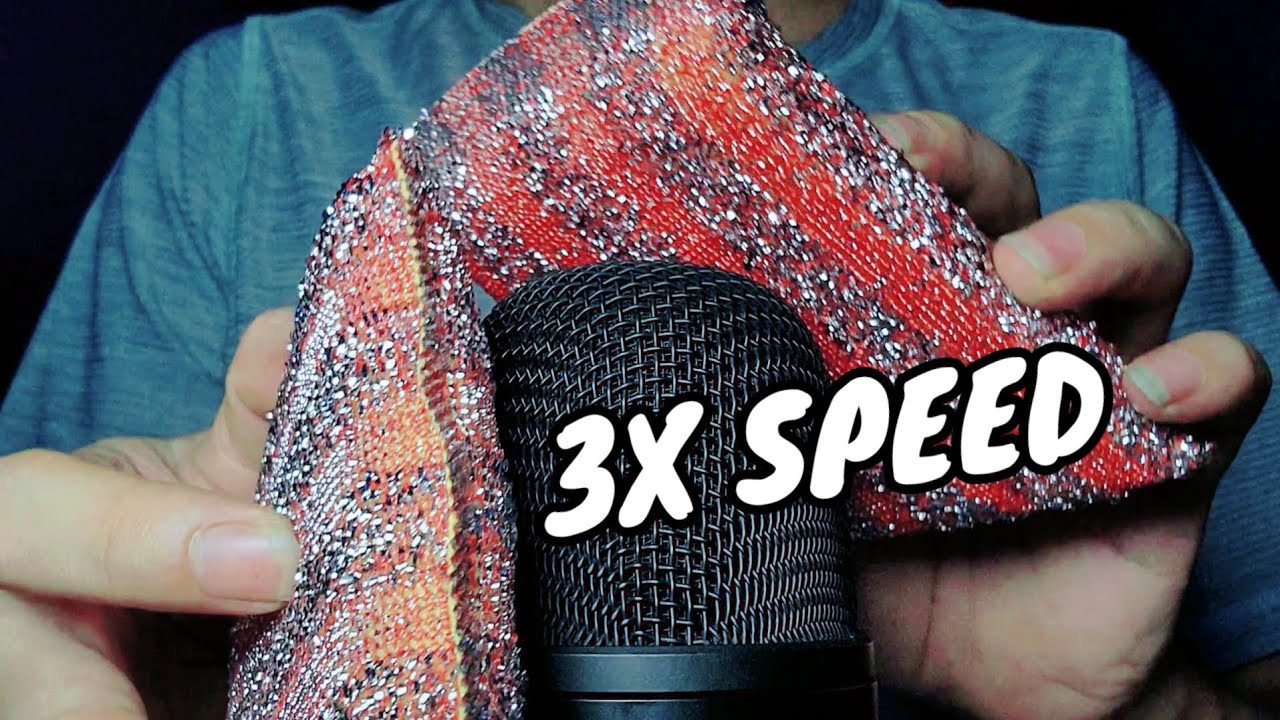 ASMR - 3X SPEED Scratching Mic With Steel Wire Red Sponge Cloth - YouTube