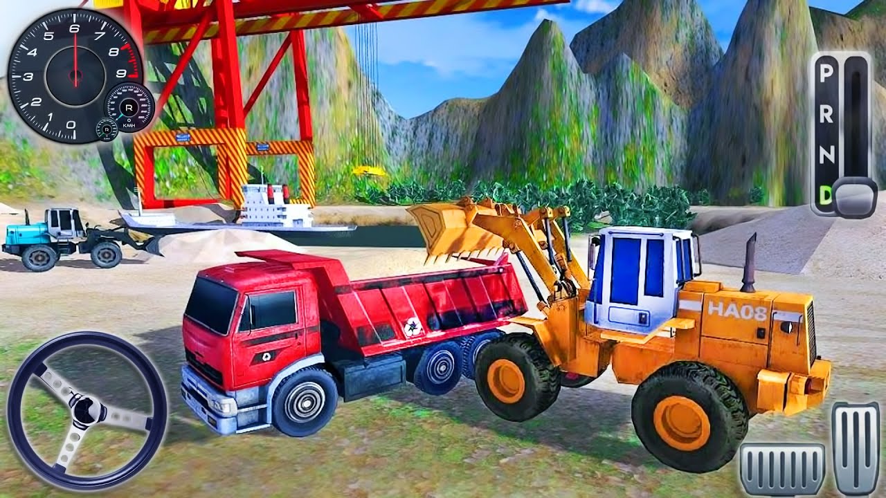 Loader & Dump Truck Hill Construction Simulator - Bulldozer Working ...