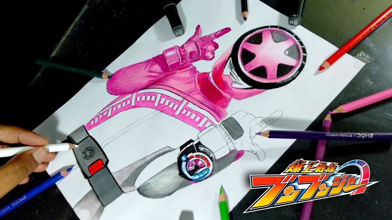 Drawing Super sentai Bakuage Sentai Boonboomger/戦隊ブンブンジャー/ bun pink ...