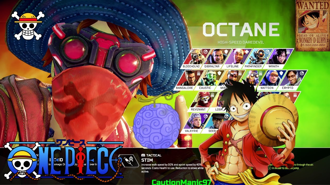 OCTANE'S New SEA LEGS Anime LUFFY ONE PIECE Skin in THIRD PERSON VIEW ...