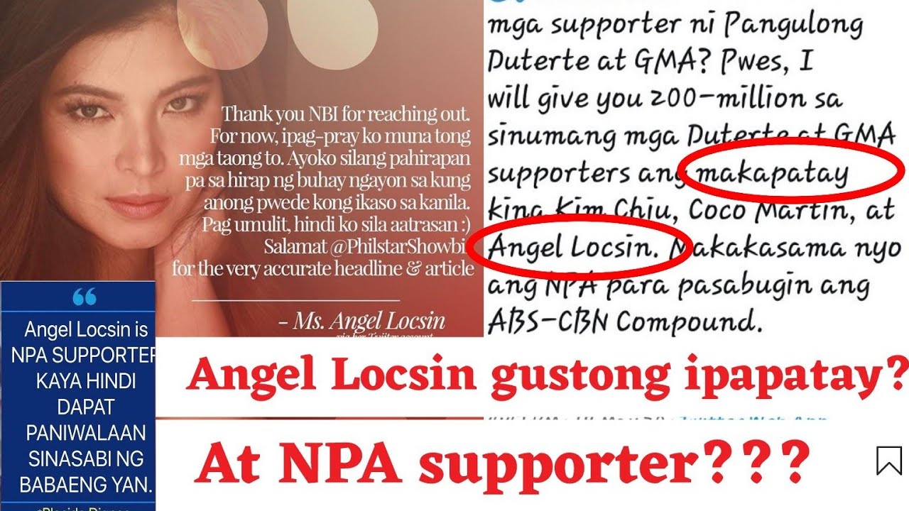 Angel Locsin Supporter of NPA? Angel Locsin gustong ipapatay? - YouTube