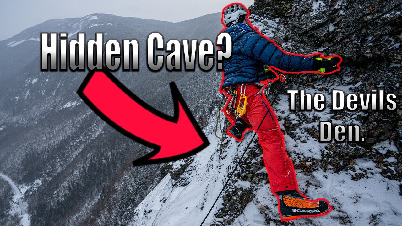 Finding a hidden cave while ice climbing in New Hampshire - YouTube