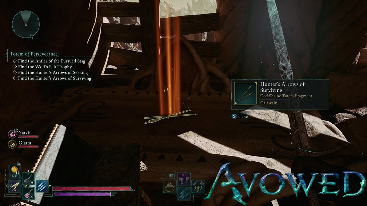 Hunter's Arrows of Surviving Location - Totem of Perseverance | Avowed ...