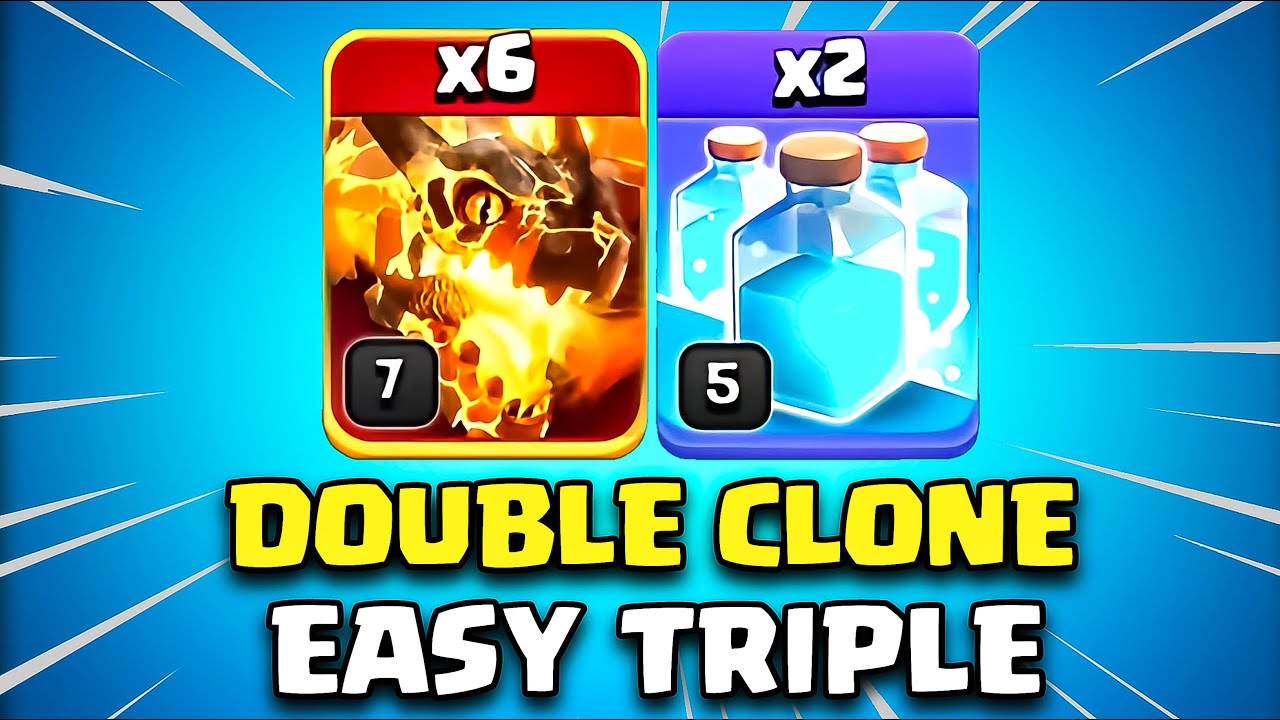 TH12 Double Clone Super Dragon Easy Triple Attack!! - YouTube