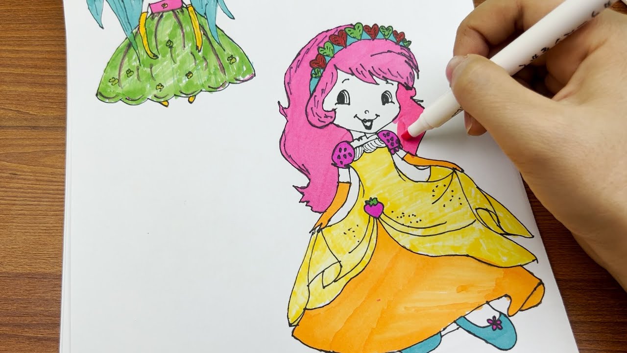 How To Draw And Color Princess Pictures - YouTube