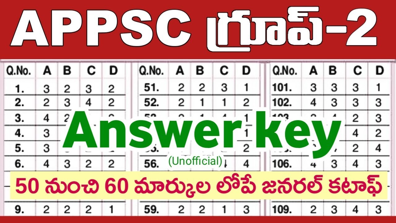 AP గ్రూప్-2 ఆన్సర్ 'కీ' డౌన్లోడ్ | జనరల్ కటాఫ్ 50 నుంచి 60 మార్కుల లోపే ...