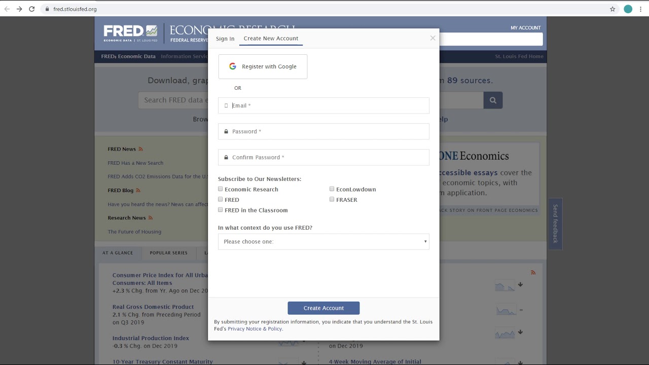 Registering an Account with FRED - YouTube