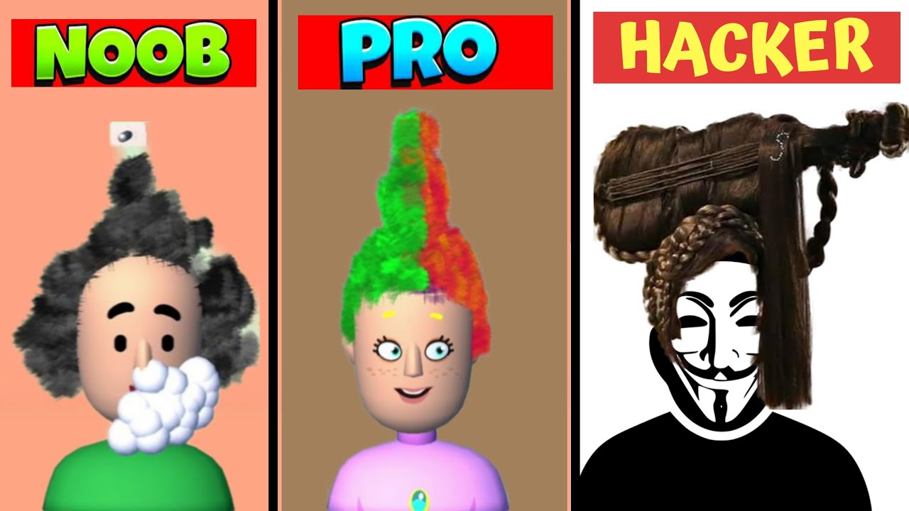 NOOB vs PRO vs HACKER - Barber Shop Hair Cut Game - YouTube