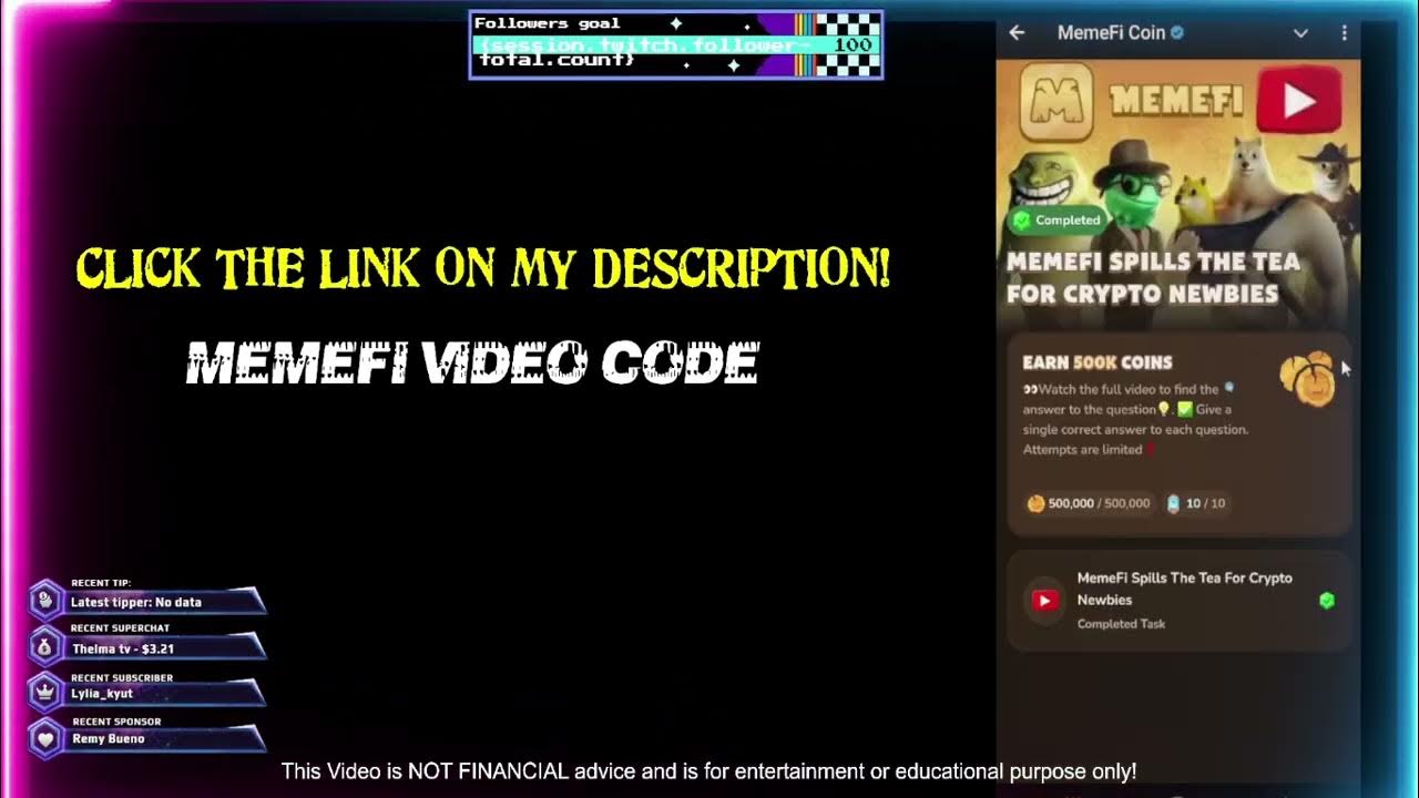 New Memefi Coin Video Code || MemeFi Spills The Tea For Crypto Newbies #memeficoin #code - YouTube