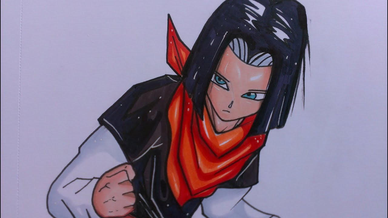 Prismacolor sped draw Android 17 from Dragon Ball Z - YouTube