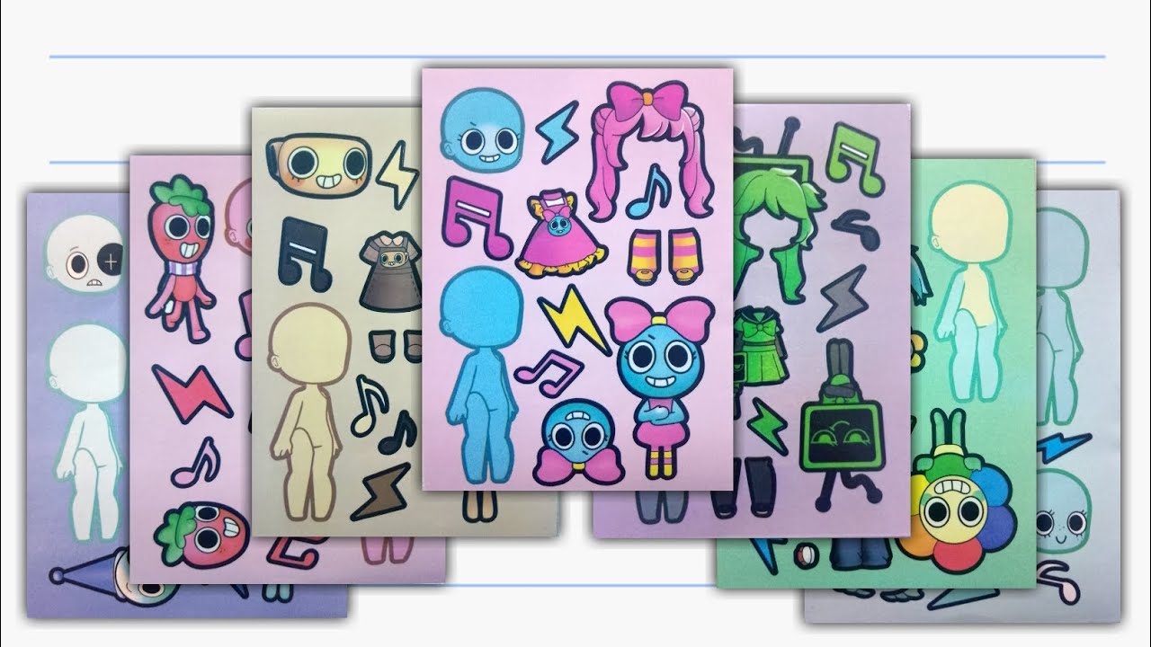 Paper diy 💞 incredibox sprunki 💞 dress up stiker sprunki - YouTube