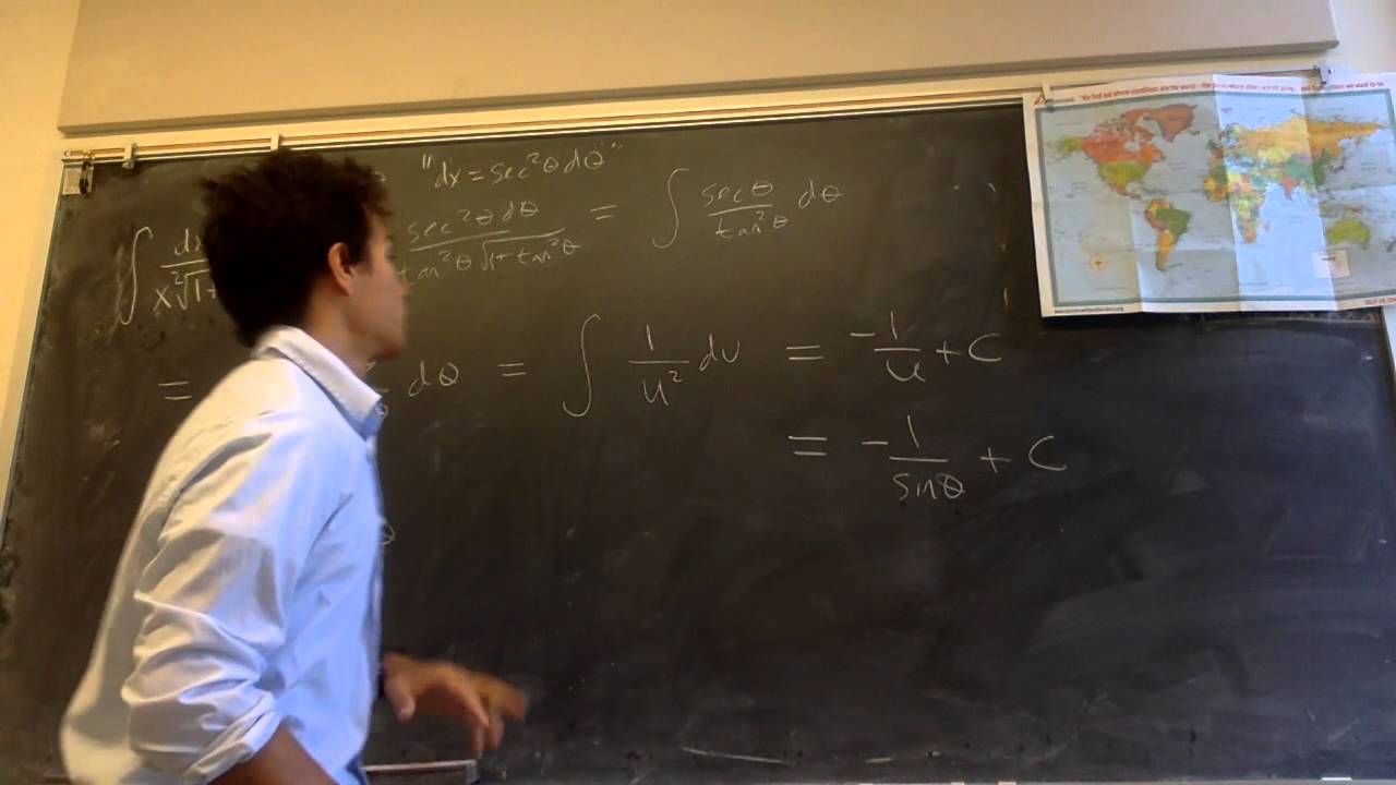 Trig substitution with a triangle - YouTube