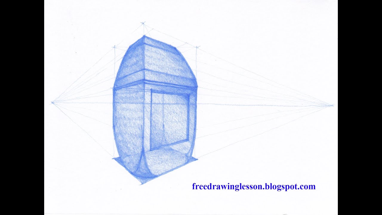 Perspective Drawing : Draw a box : A bottle... in a two point ...