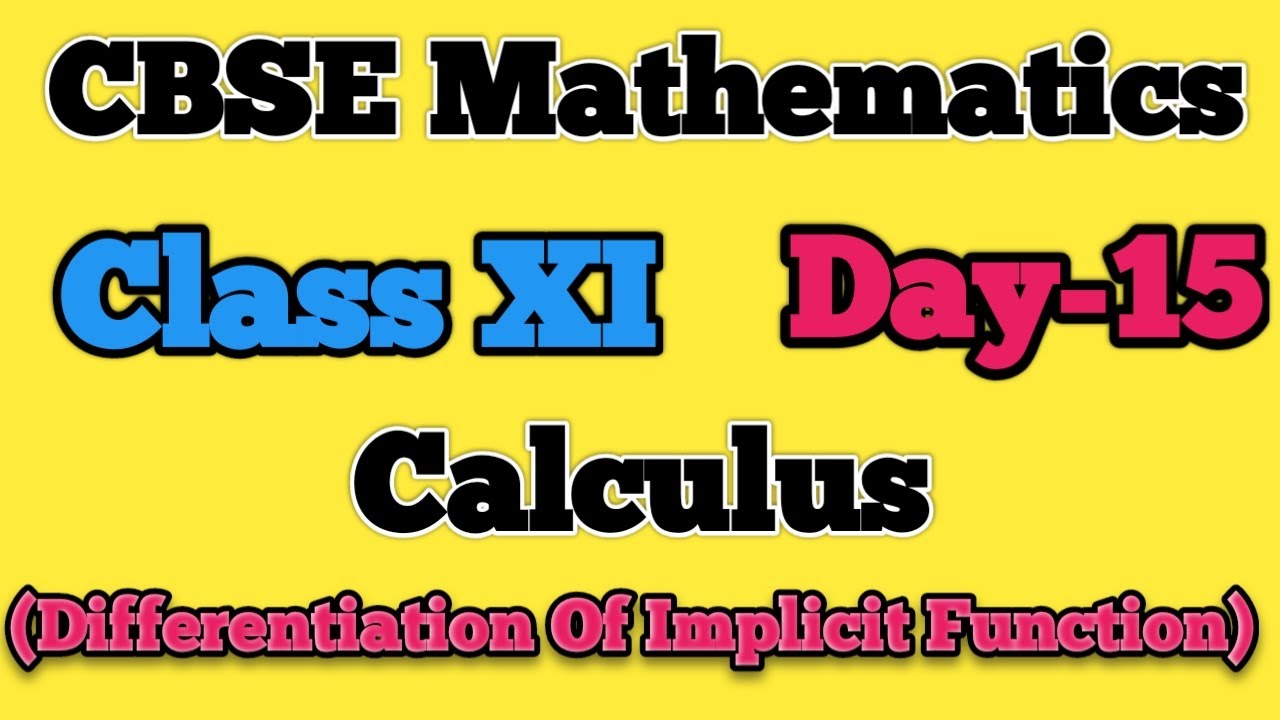 Cbse Class 12th Implicit Function Day 15 Youtube