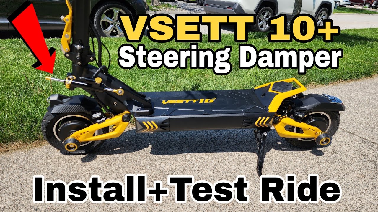 VSETT 10+ Electric Scooter Steering Damper Install and Test Ride - YouTube