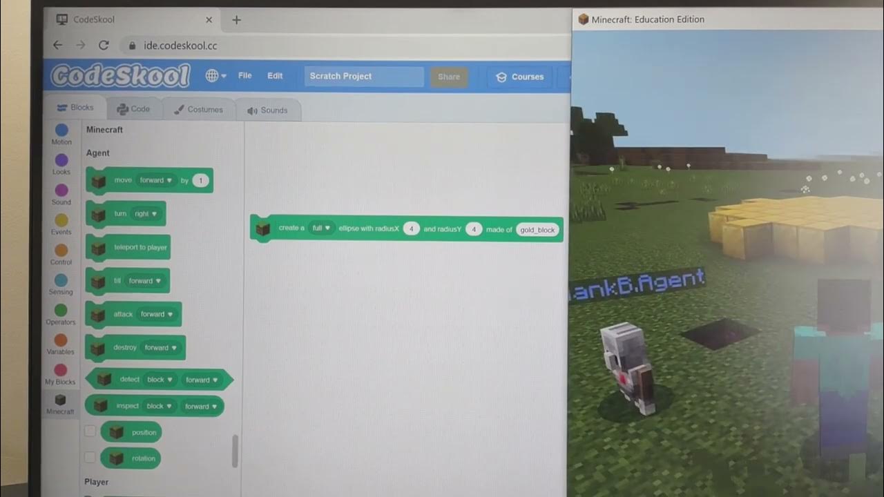 Minecraft Edu Programming in CodeSkool Scratch similar to MSMakeCode - YouTube