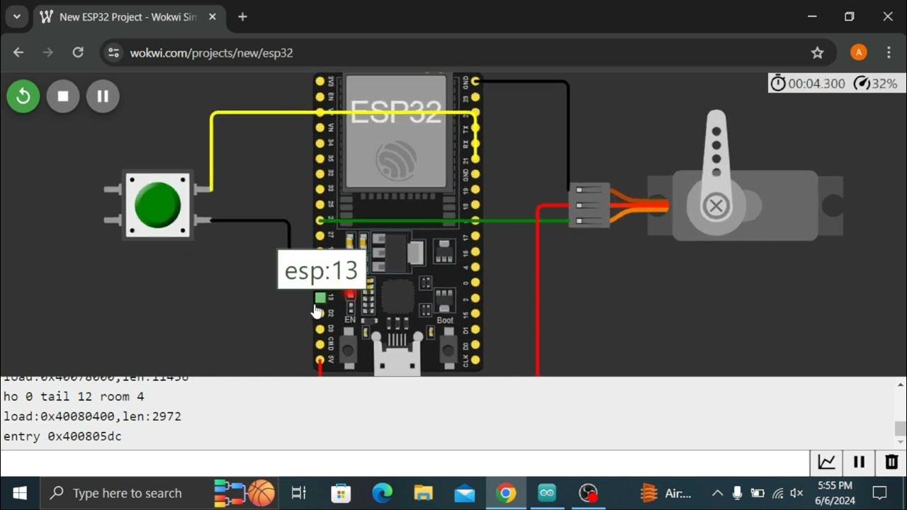 Esp32 Push button 🔘 Control servo motor | Wokwi | Esp32 | Arduino | Robotic | Arduino Titan ...