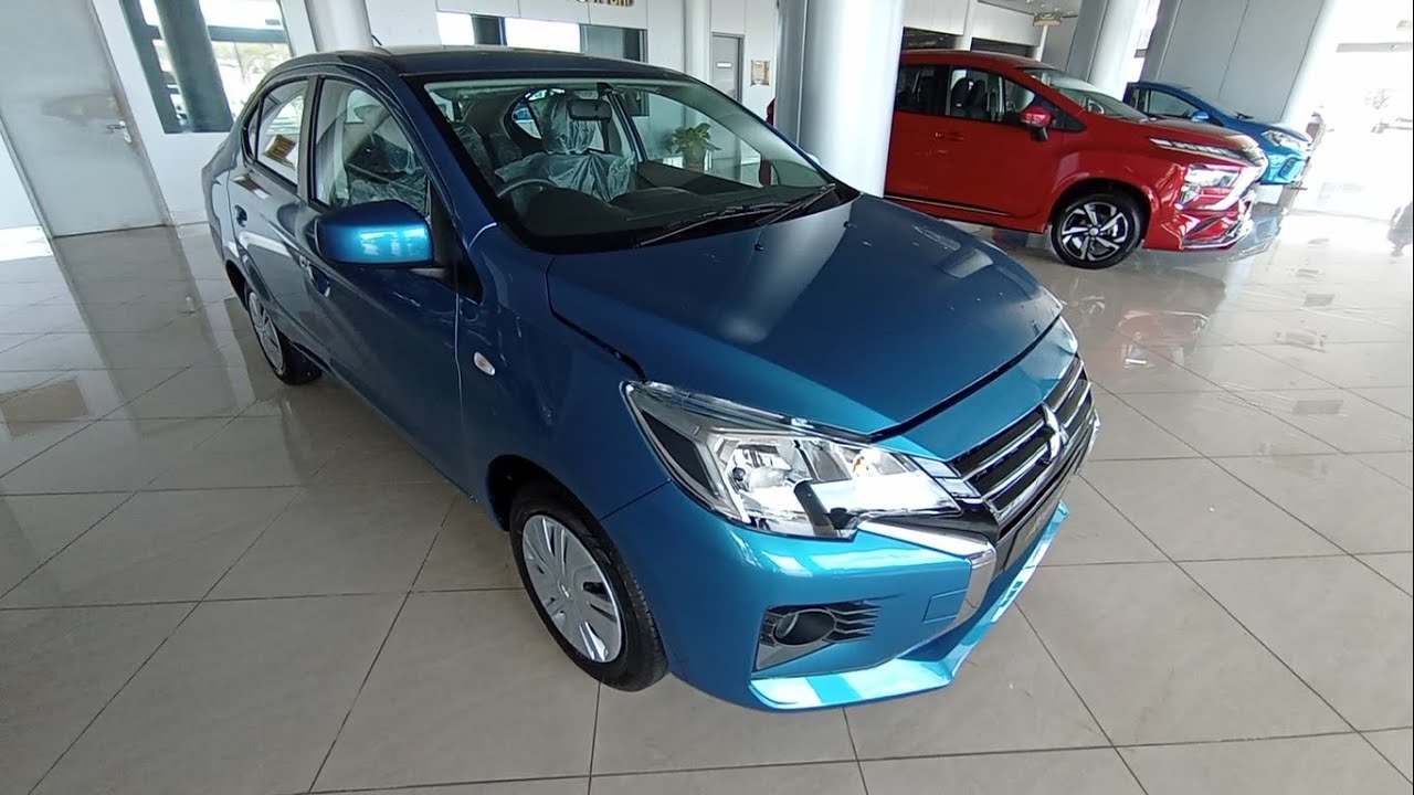 Mitsubishi Attrage blue 1.2 CVT facelift walkaround exterior and ...