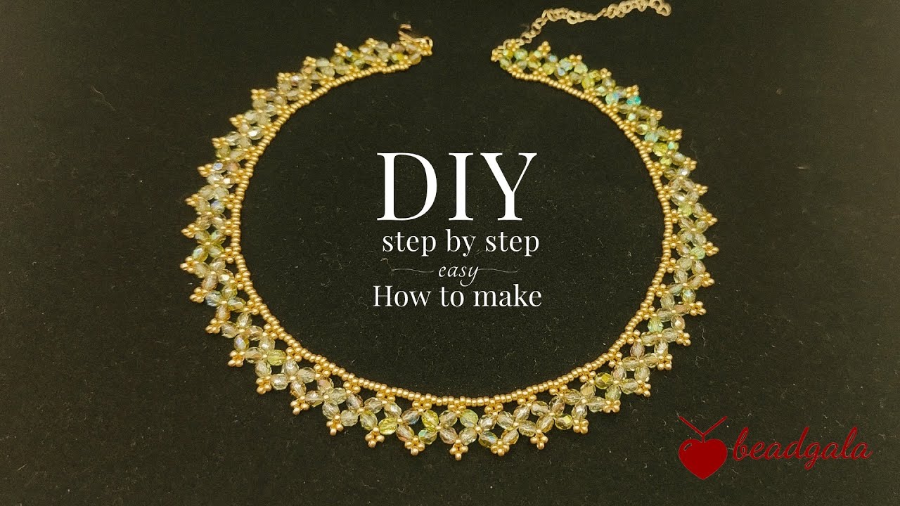 How to make a necklace/ Very easy/Step by step/Beading beginner can ...