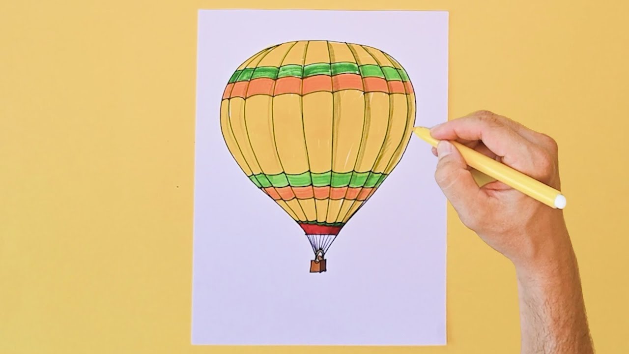 How to draw a hot air balloon - YouTube