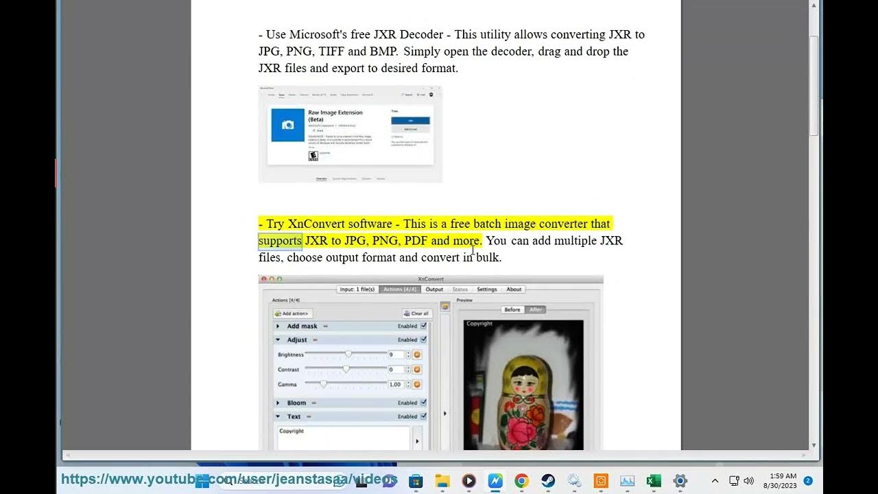 Convert JXR to JPG, PNG, PDF file formats - YouTube