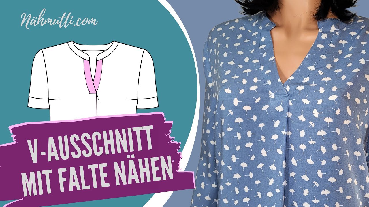 V-Ausschnitt mit Falte nähen - Anleitung Schritt-für-Schritt - YouTube