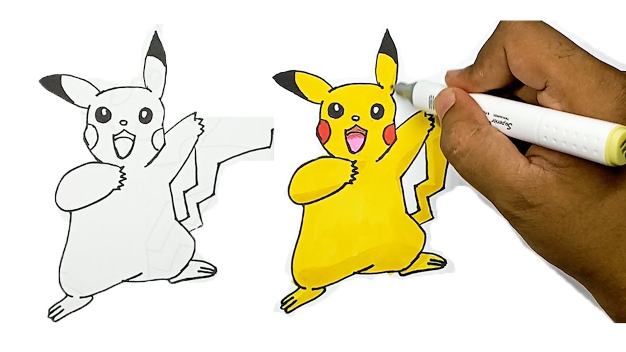 how to draw pickachu - YouTube
