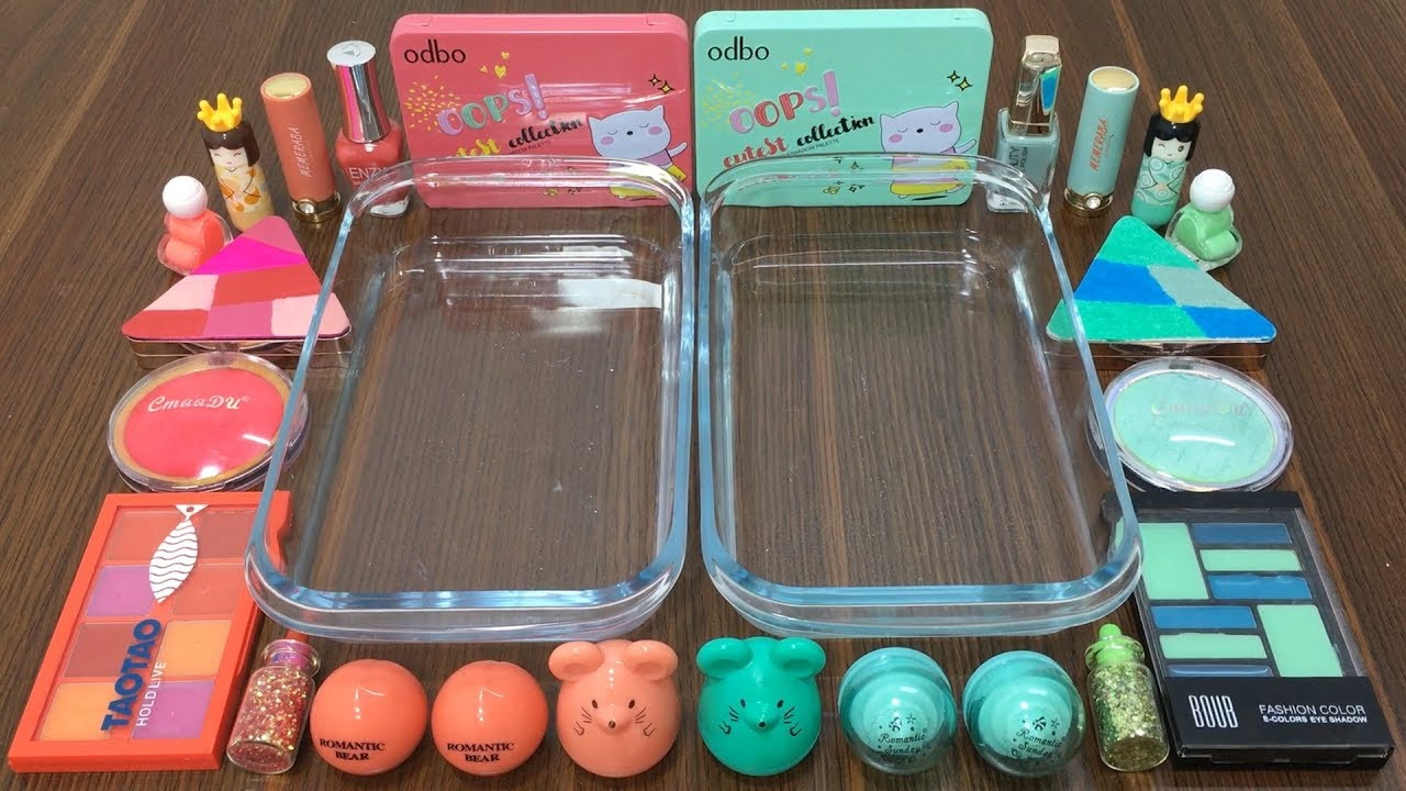 Green vs Orange - Mixing Makeup Eyeshadow Into Slime Special Series 113 ...