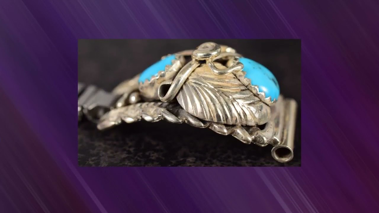 Vtg 5-1/2" Native American Turquoise Navajo Watch Band Sterling Silver ...