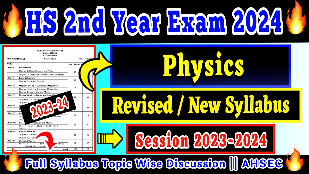 HS 2nd Year Physics Revised Syllabus 2023-24 | HS Final Year Exam 2024 ...