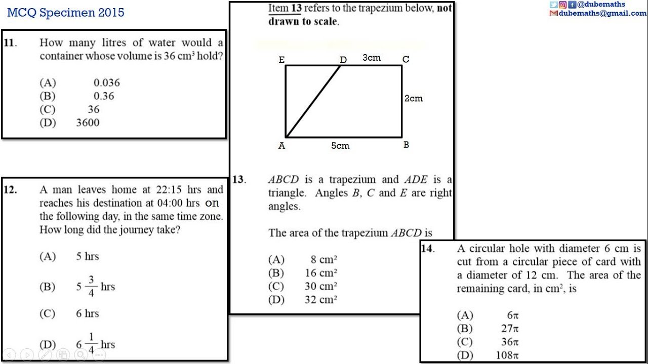 Demo E-tests | 11,12,13&14 | Measurement | Specimen Paper 2015 Multiple ...