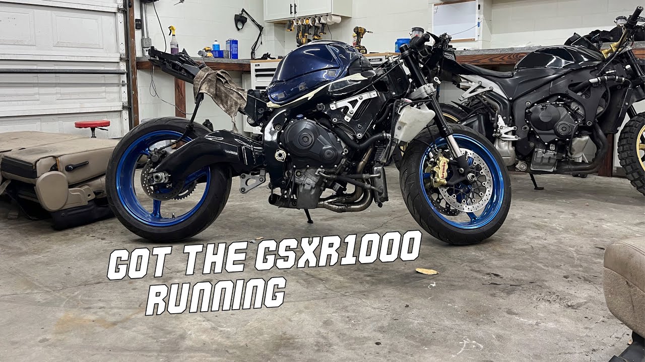GSXR 1000 Wrecked Bike Rebuild (PT. 6 Got it RUNNING again) - YouTube