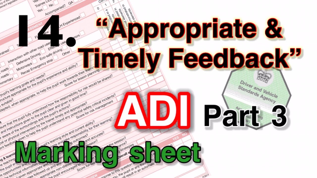 ADI part 3. Understand the marking sheet. 14. Appropriate and timely ...