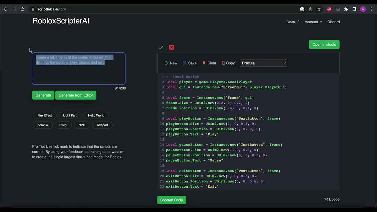 Create GUI Scripts from Words, Shorten Code for Roblox - YouTube