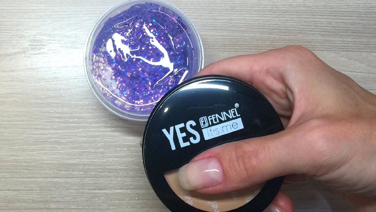 Mixing clear glitter slime with beige face powder Satisfying ASMR video ...