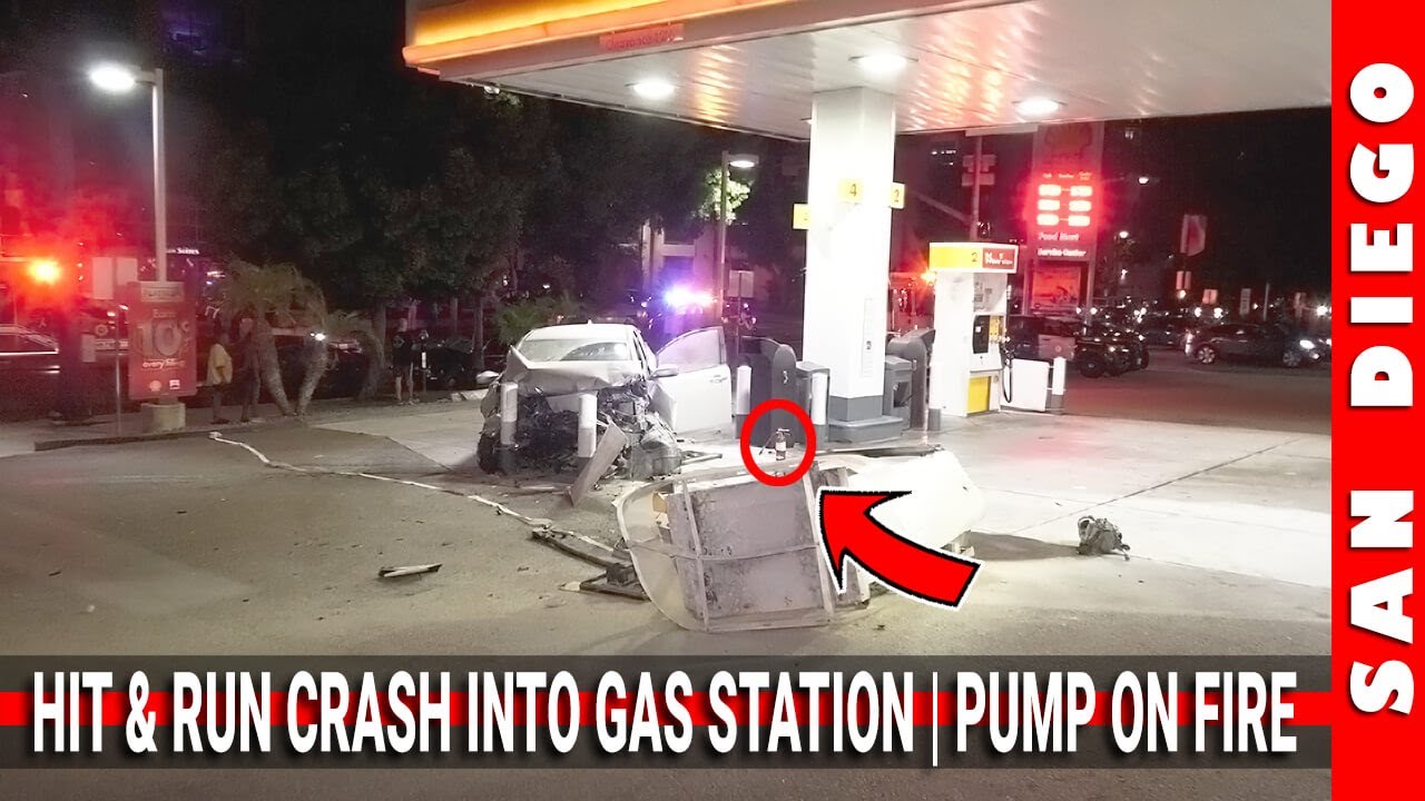 Hit & Run Crash Into Gas Station - Pump on Fire | Downtown | 20240903 ...