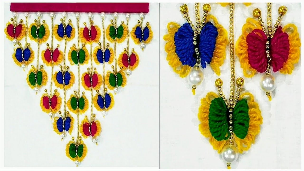 DIY Woolen Butterfly Wall Hanging / Butterfly Making Out Of Wool using ...
