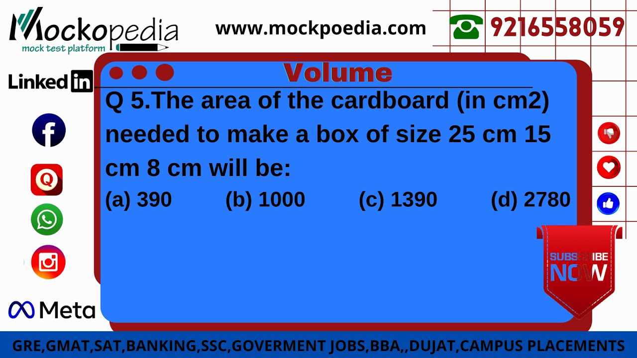 Q5-The area of the cardboard (in cm2) needed to make a box of size 25 ...