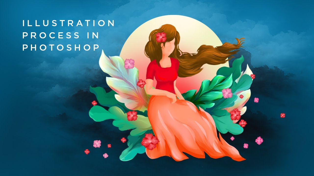 Girl illustration Process in Photoshop Tutorials | Speed Art - YouTube