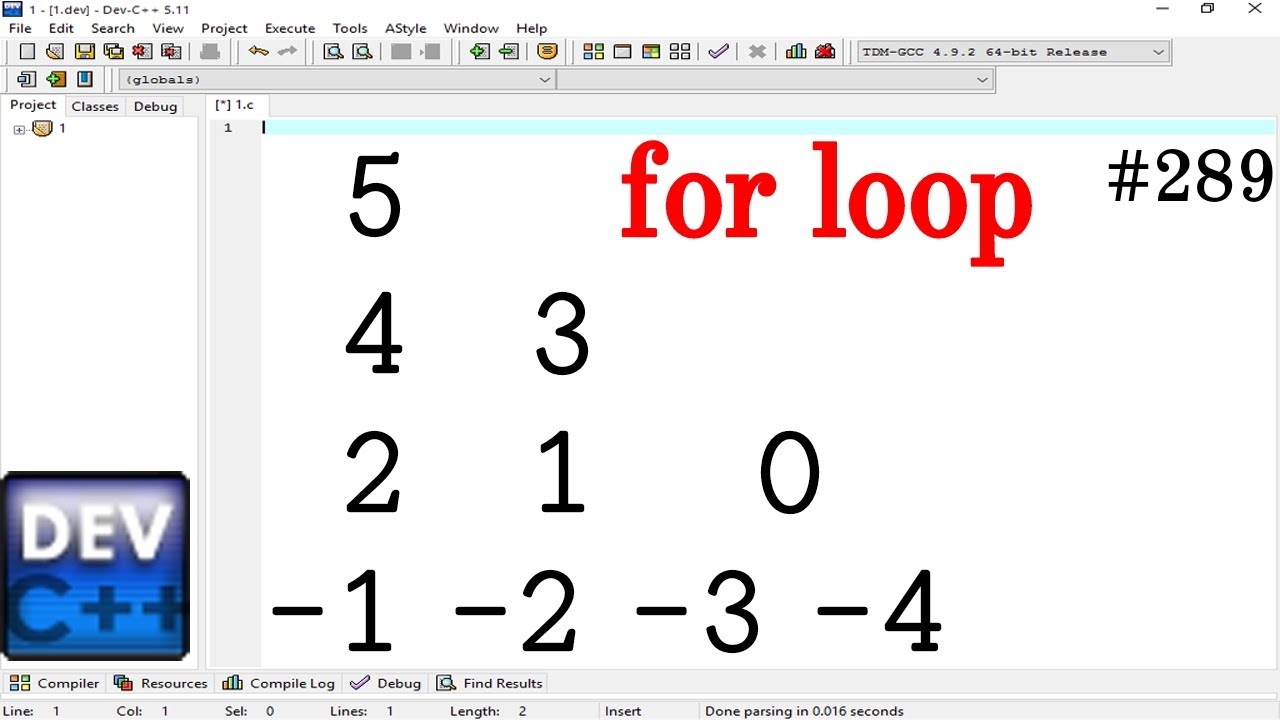 Print a pattern from for loop in C Language || for loop || #289 - YouTube