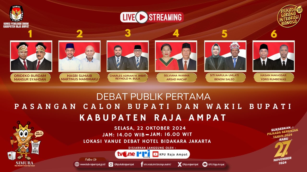 DEBAT PUBLIK PERTAMA PASANGAN CALON BUPATI DAN WAKIL BUPATI RAJA AMPAT ...