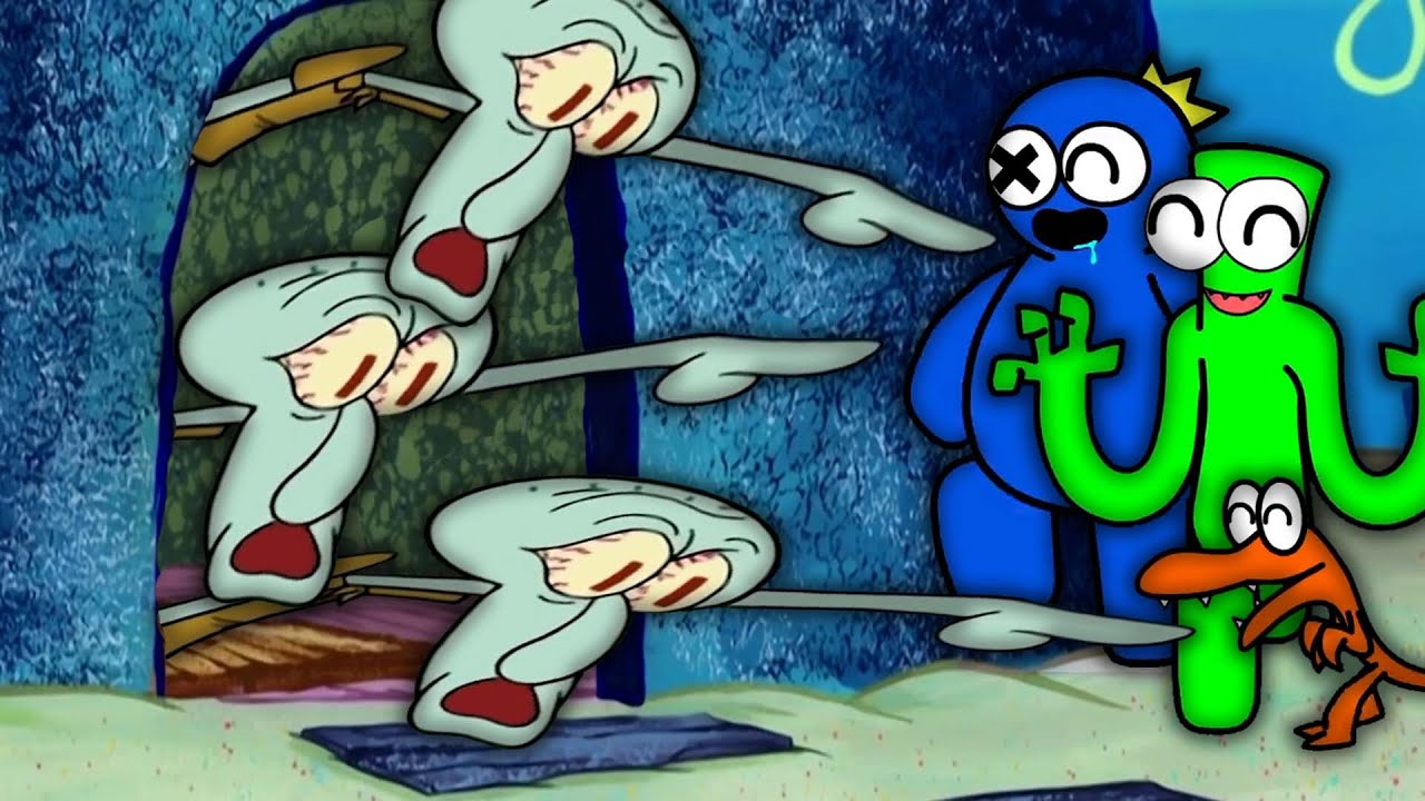 Squidward kicks out Dr Livesey WALK Rainbow friends trying get a pizza ...