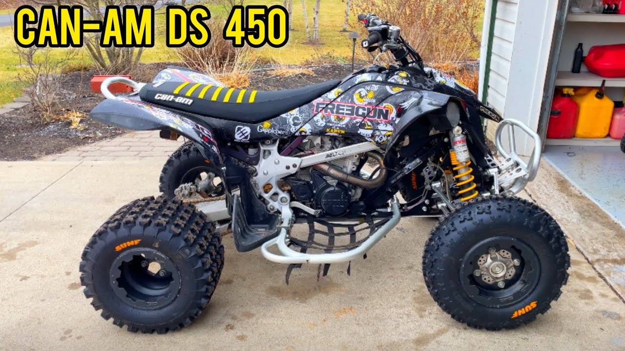 Can am ds450 rossier exaust rev limiter cold start and walk around ...