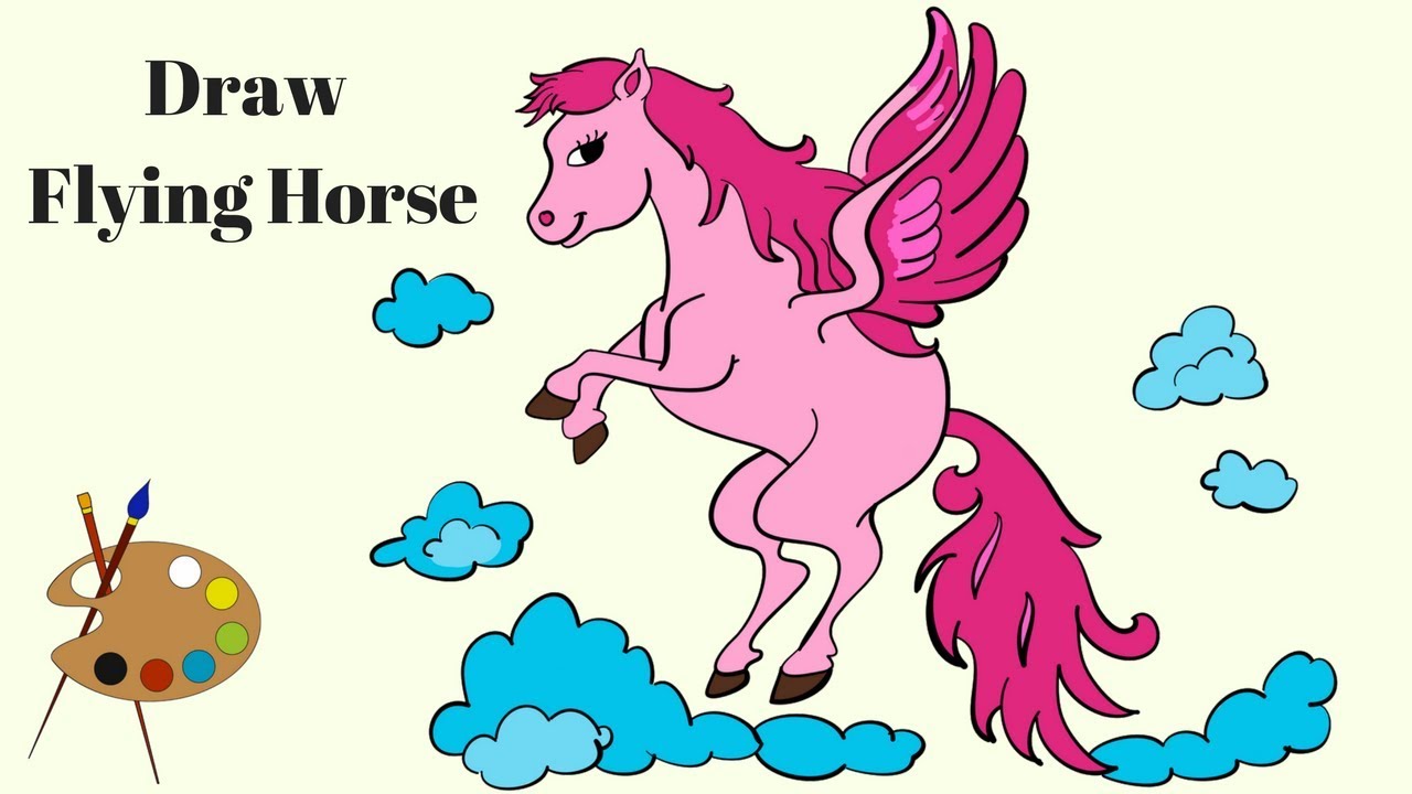 draw flying horse || coloring pages || drawing for kids || creative ...