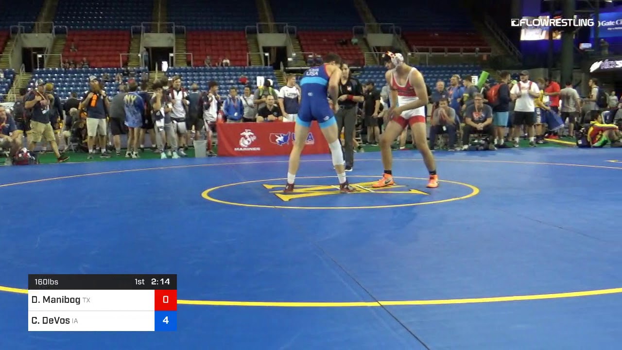 160 Lbs Rnd Of 16 Daniel Manibog Texas Vs Cade DeVos Iowa - YouTube